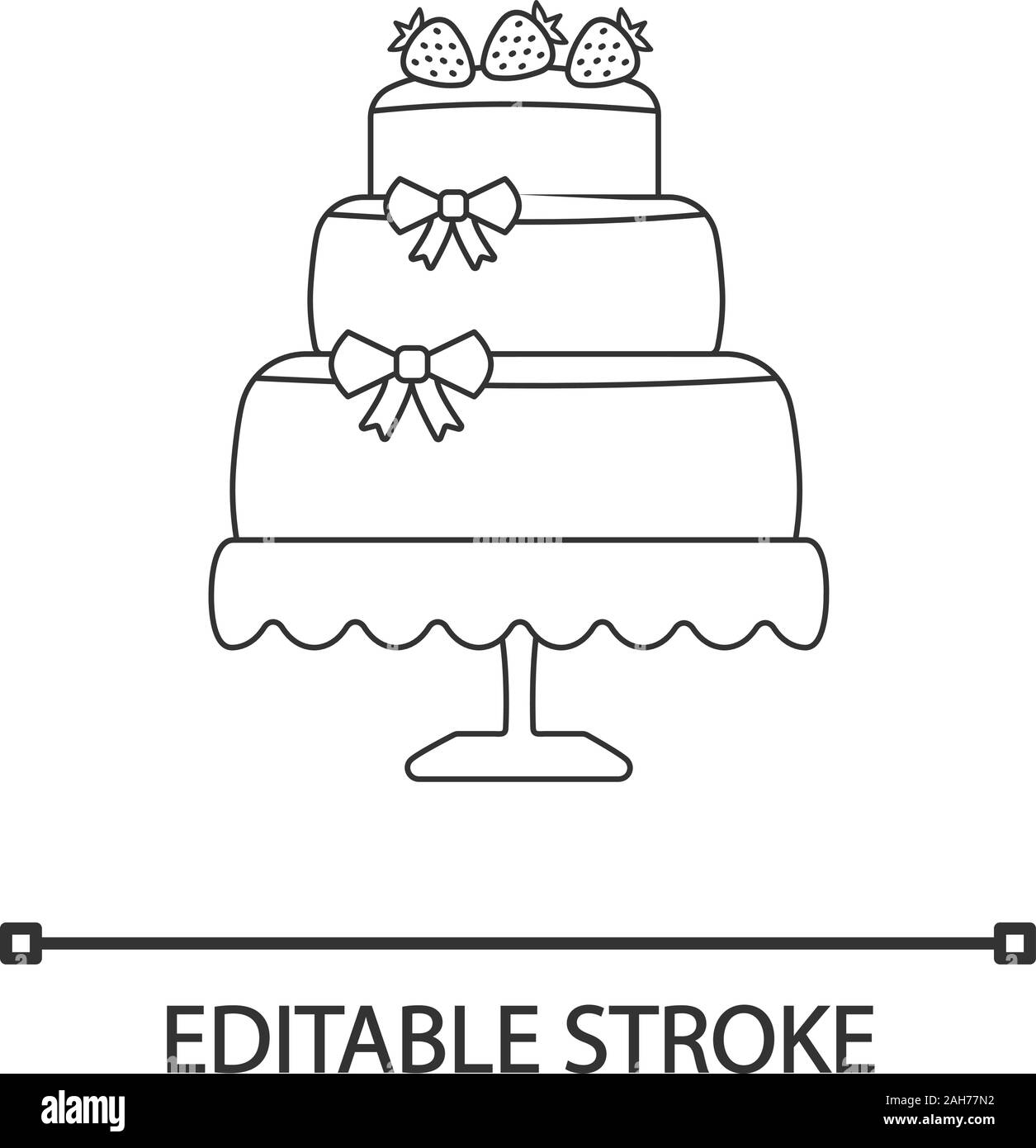 Wedding cake linear icon. Thin line illustration. Stacked holiday cake ...