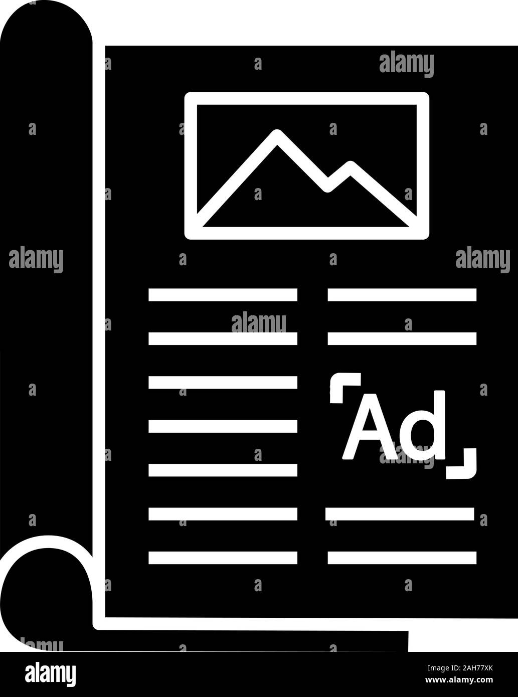 Article glyph icon. Print advertising. Newspaper, magazine column ...