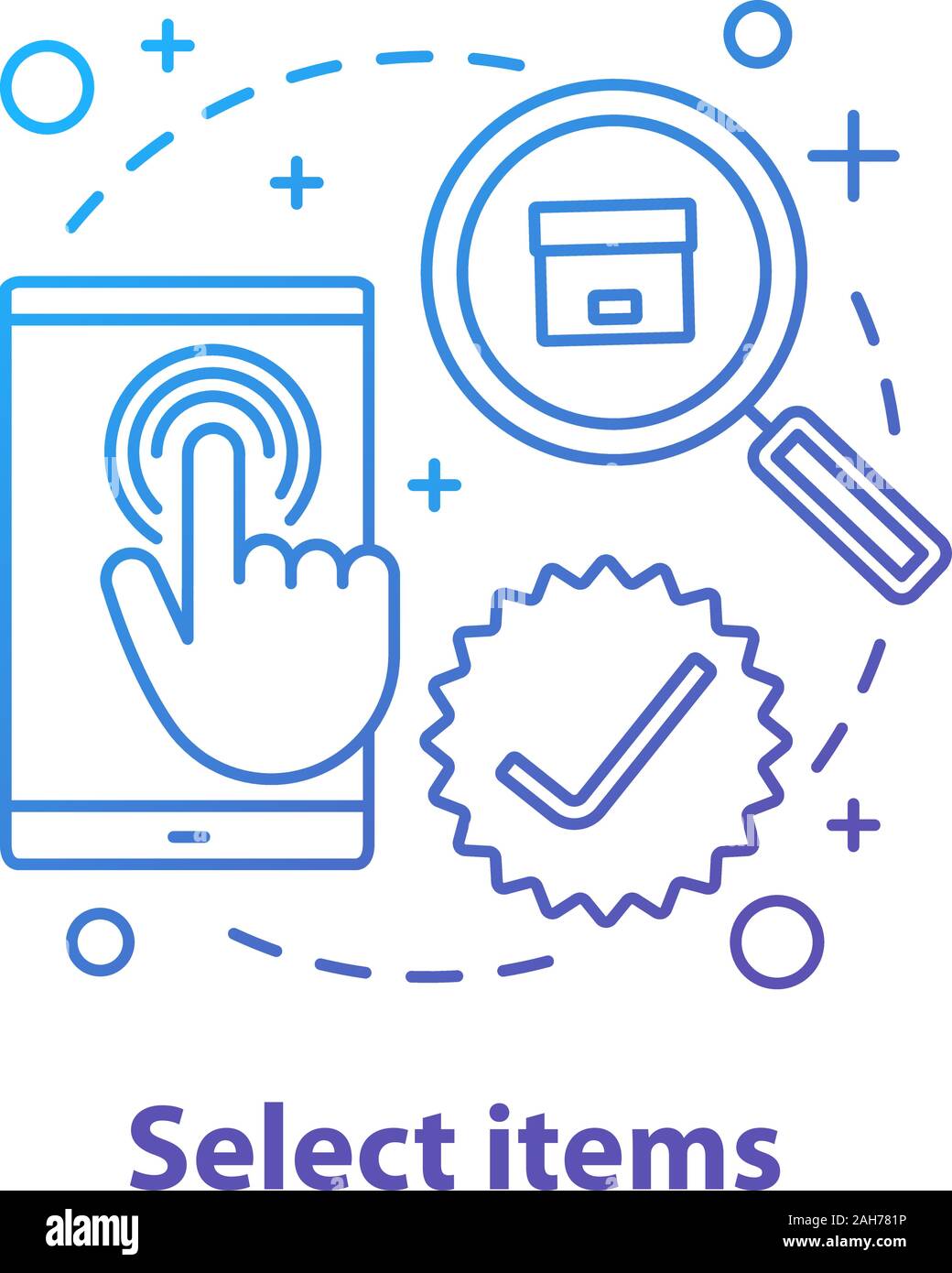 Select items concept icon. Choosing goods or services idea thin line ...