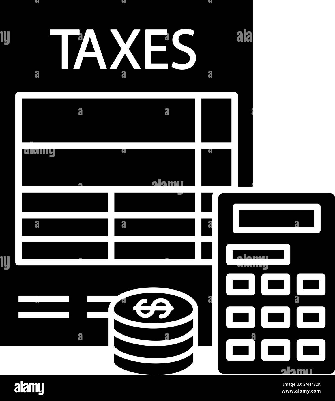 Tax accounting glyph icon. Financial statement. Tax return and ...