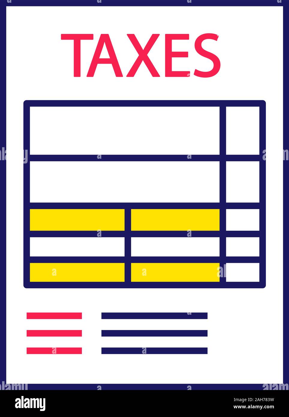 Tax form color icon. Tax return and reporting. Accounting and ...
