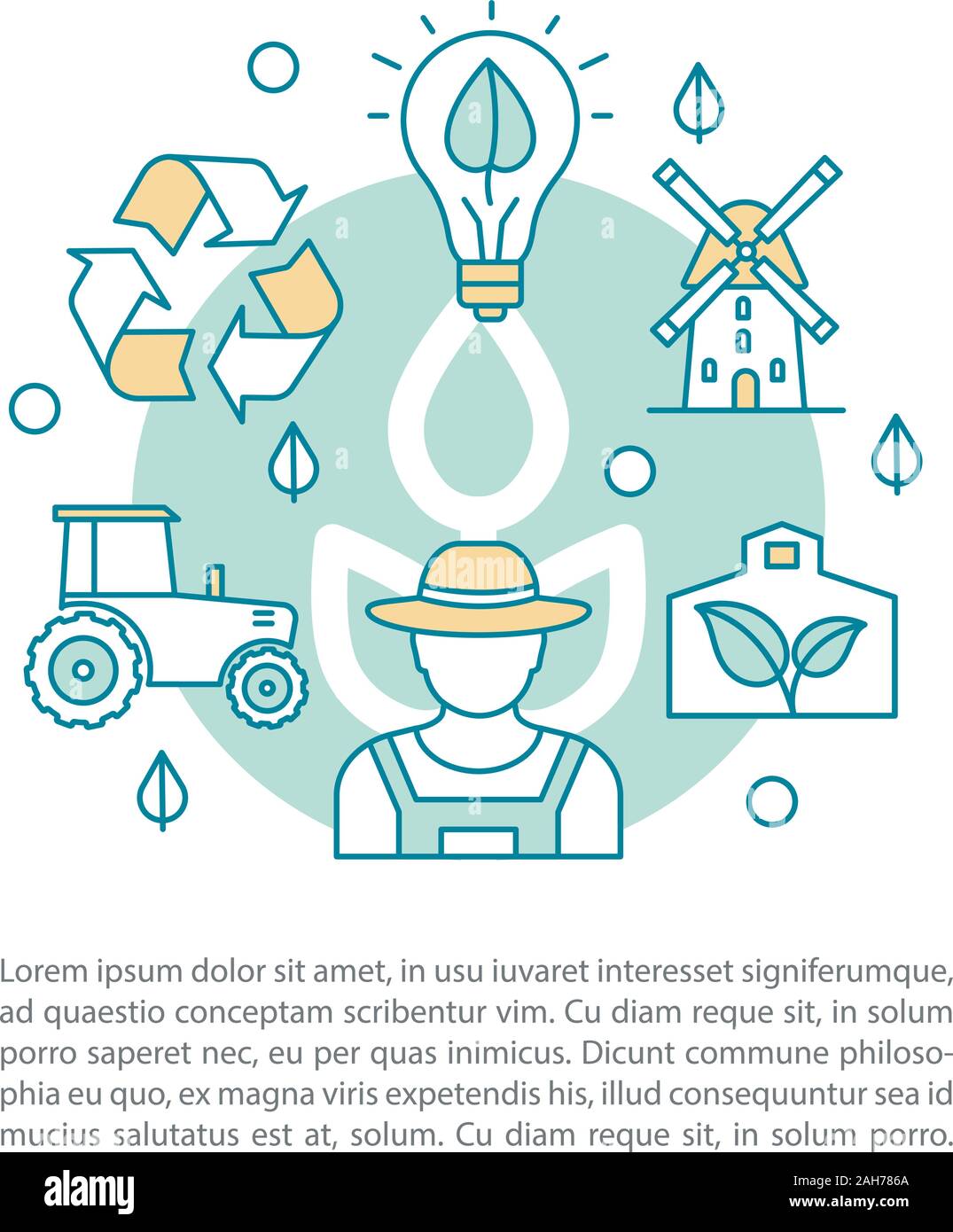Organic farming concept linear illustration. Agriculture. Article ...