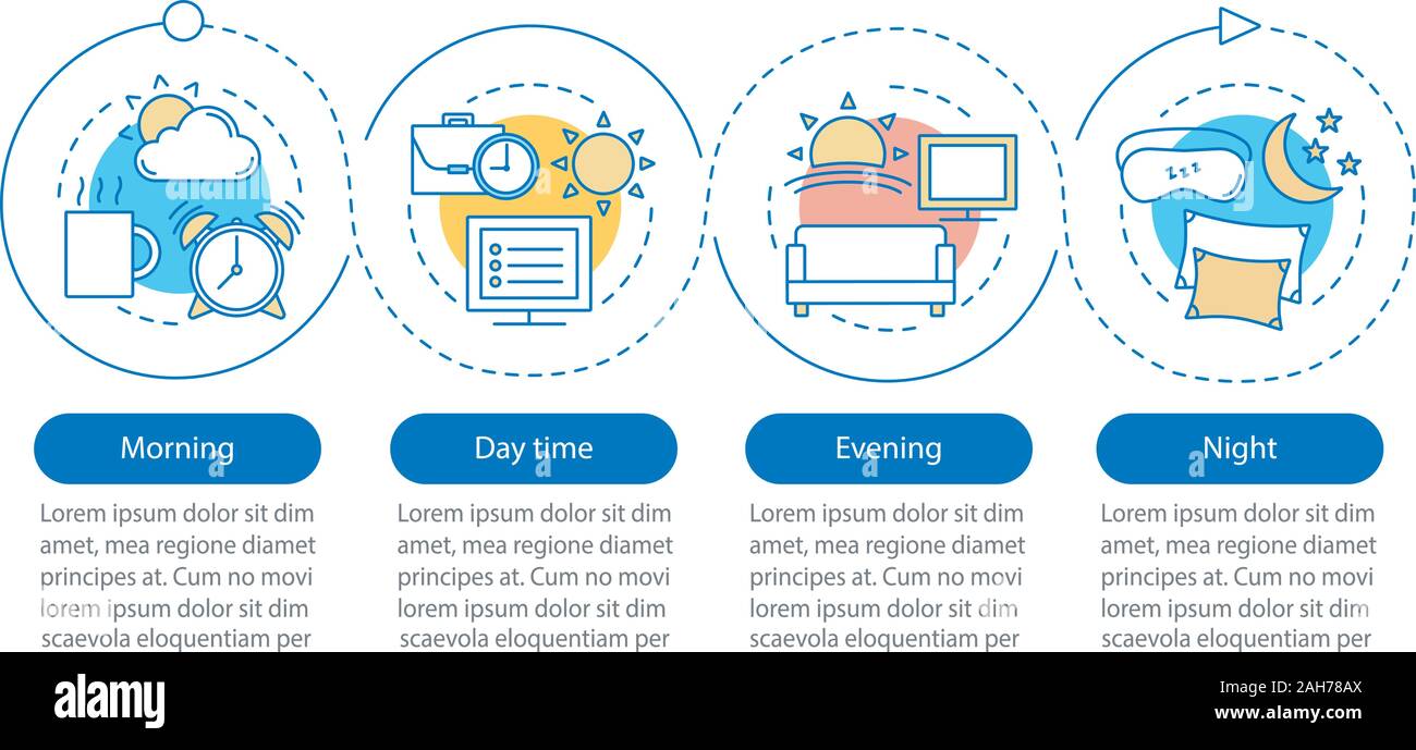 Time period vector infographic template. Morning, day, evening, night ...