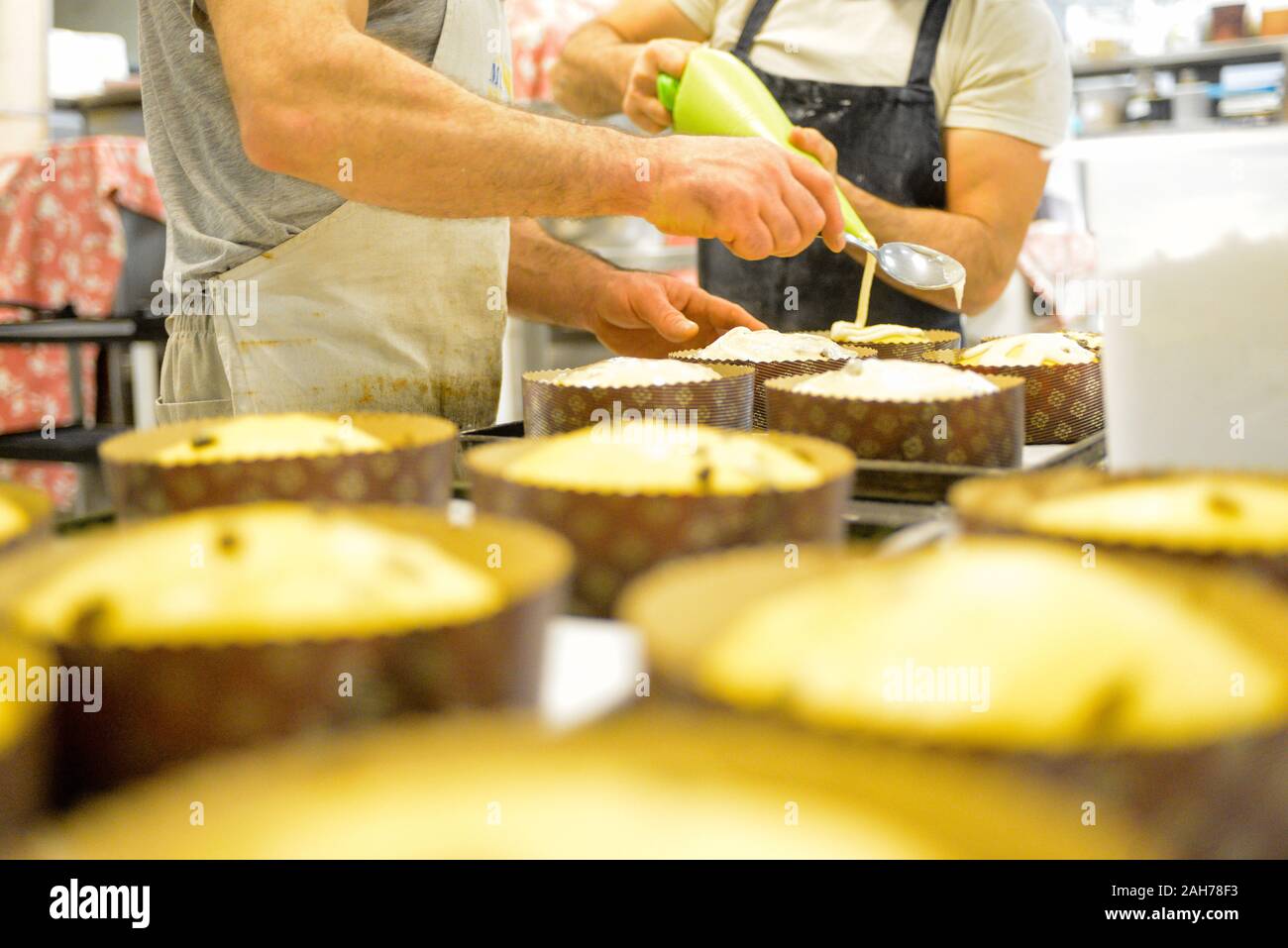 Making and baking panettone in Italy Stock Photo - Alamy