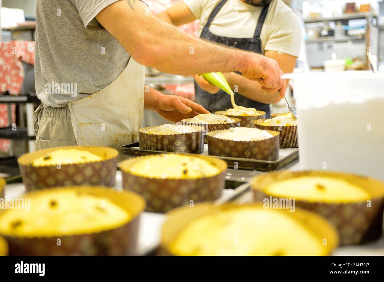 Making and baking panettone in Italy Stock Photo - Alamy