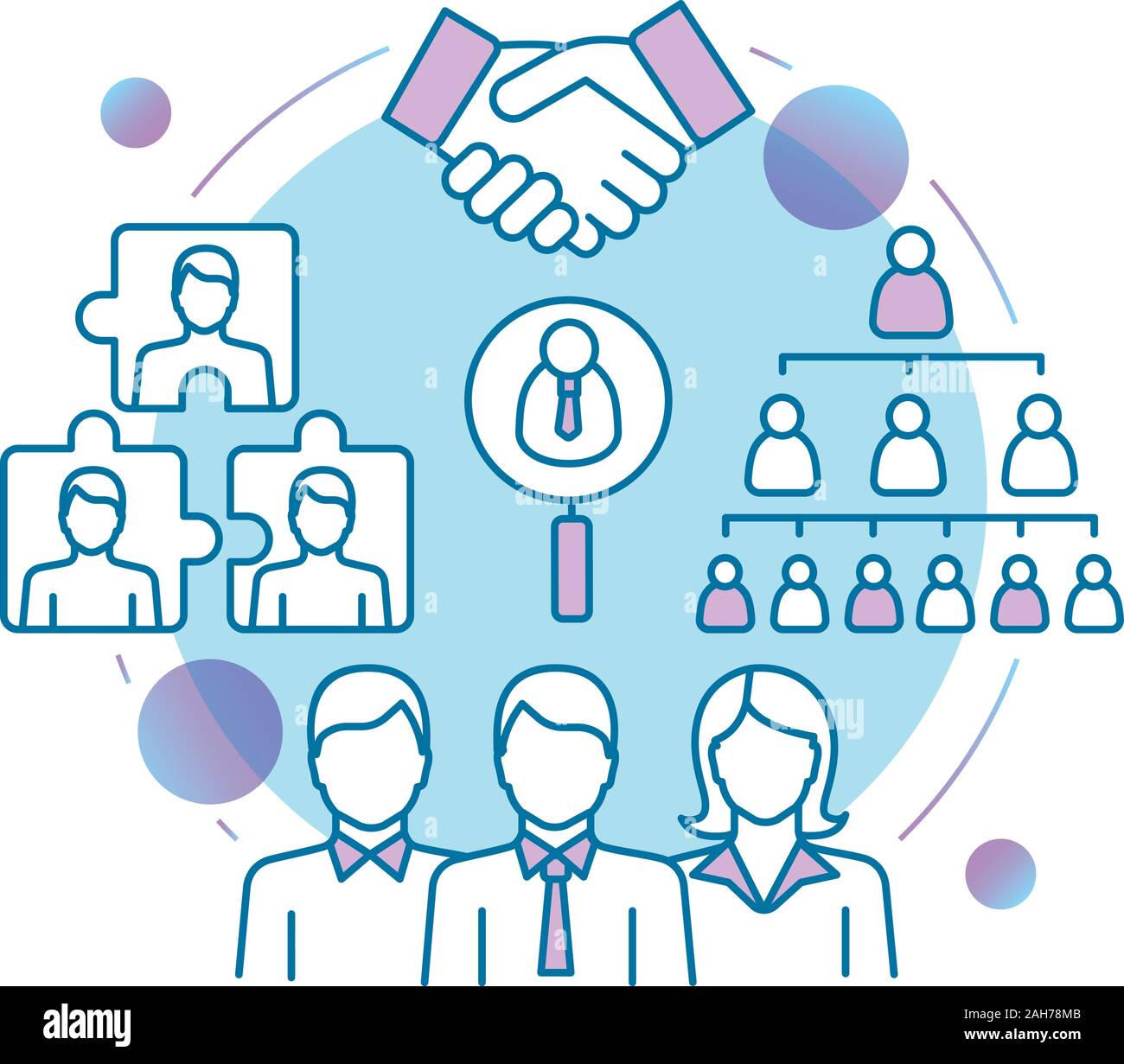 Teamwork concept icon. Partnership idea thin line illustration. Staff ...