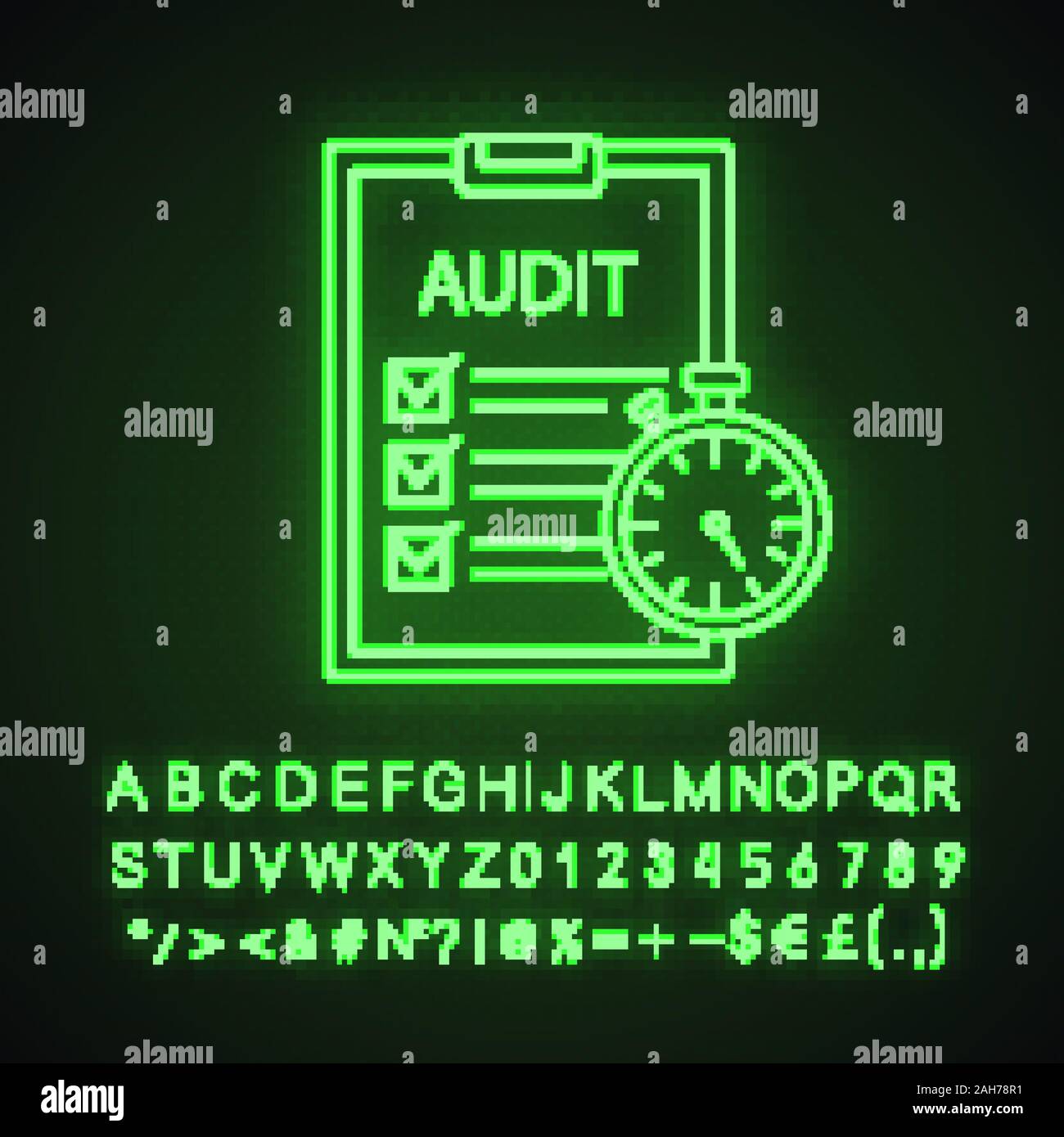 Operational audit neon light icon. Financial inspection. Internal audit ...