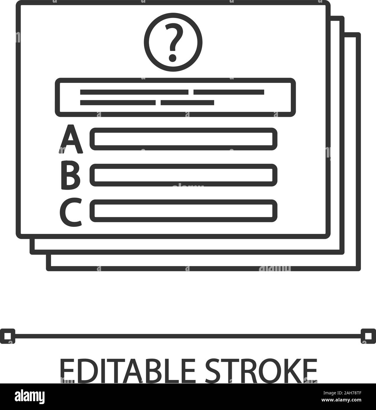 Set of questions linear icon. Test, exam, quiz game. Thin line ...