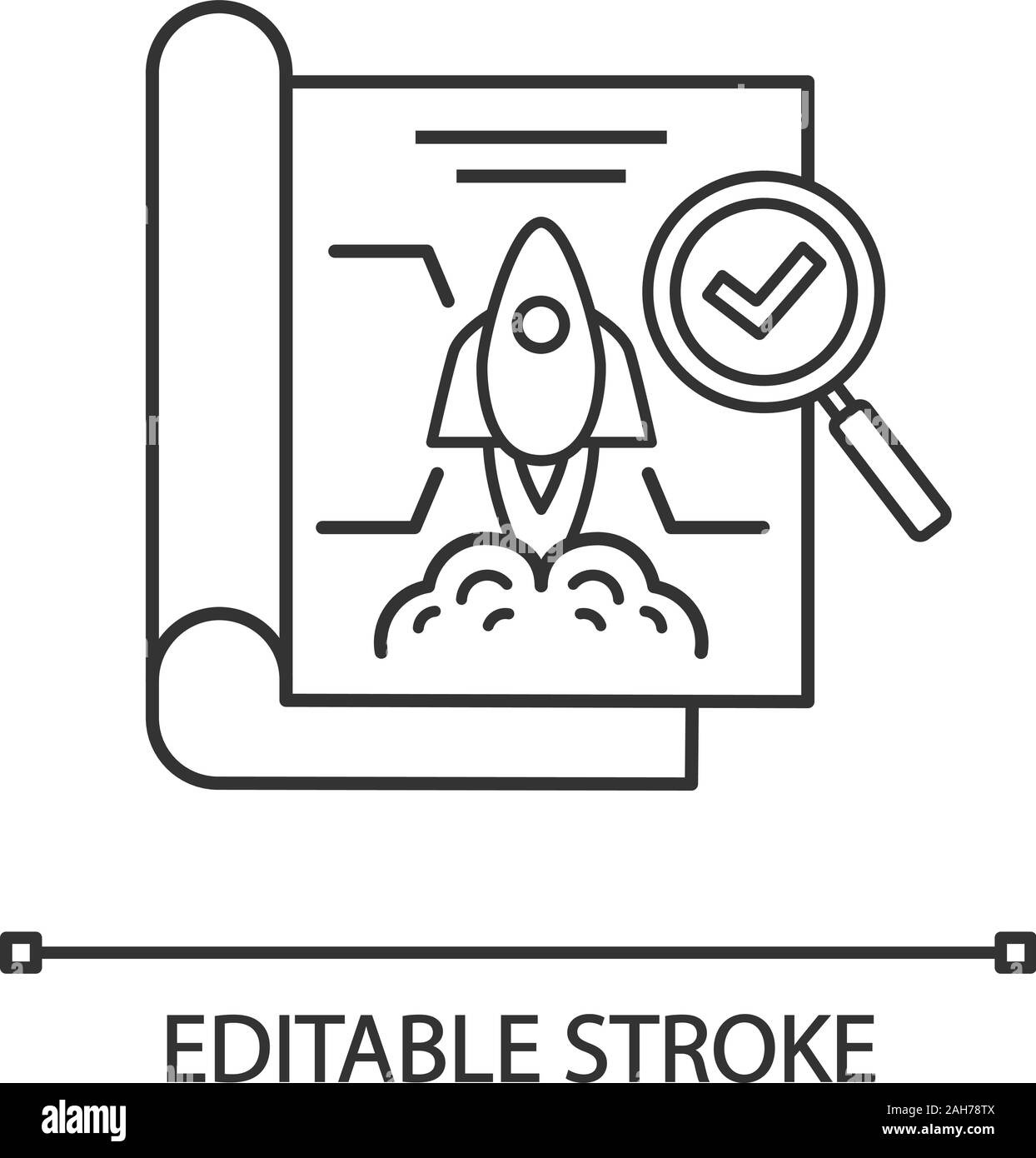 Project auditing linear icon. Financial inspection of project ...