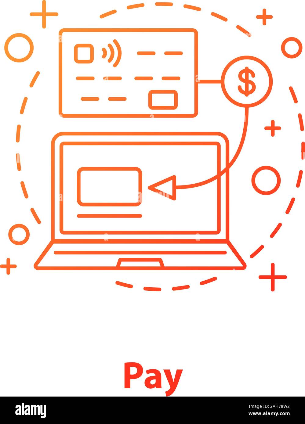 Cashless payment concept icon. Online banking idea thin line ...
