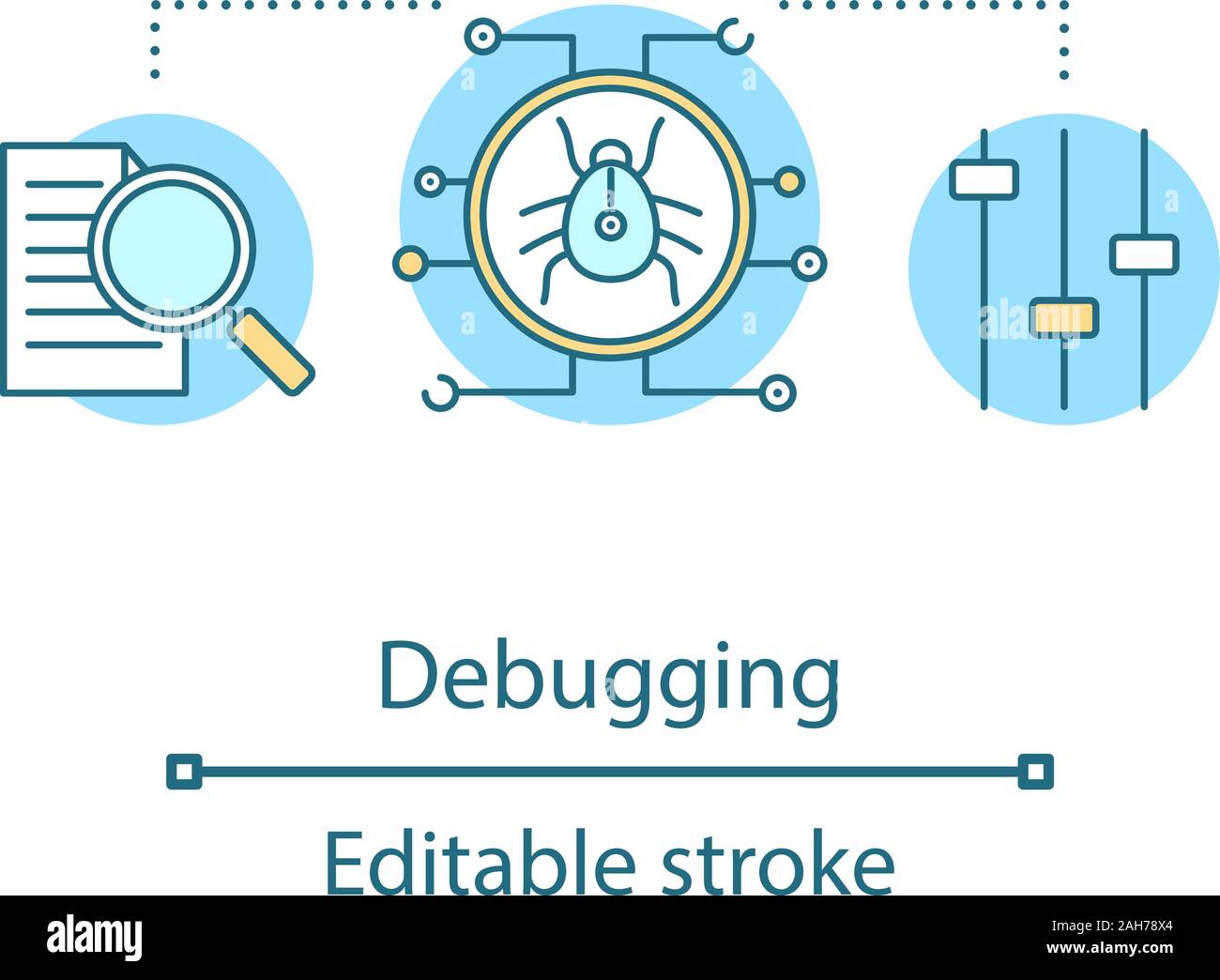 Debugging concept icon. Computer virus idea thin line illustration ... Debugging concept icon. Computer virus idea thin line illustration ...