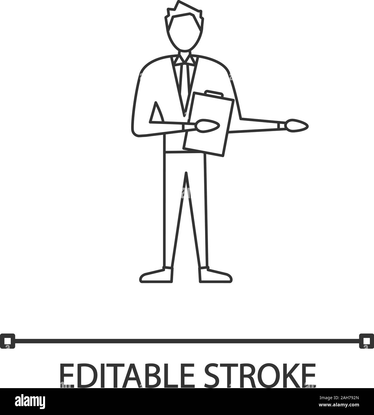 Game show host linear icon. Quiz master. Thin line illustration. Emcee ...