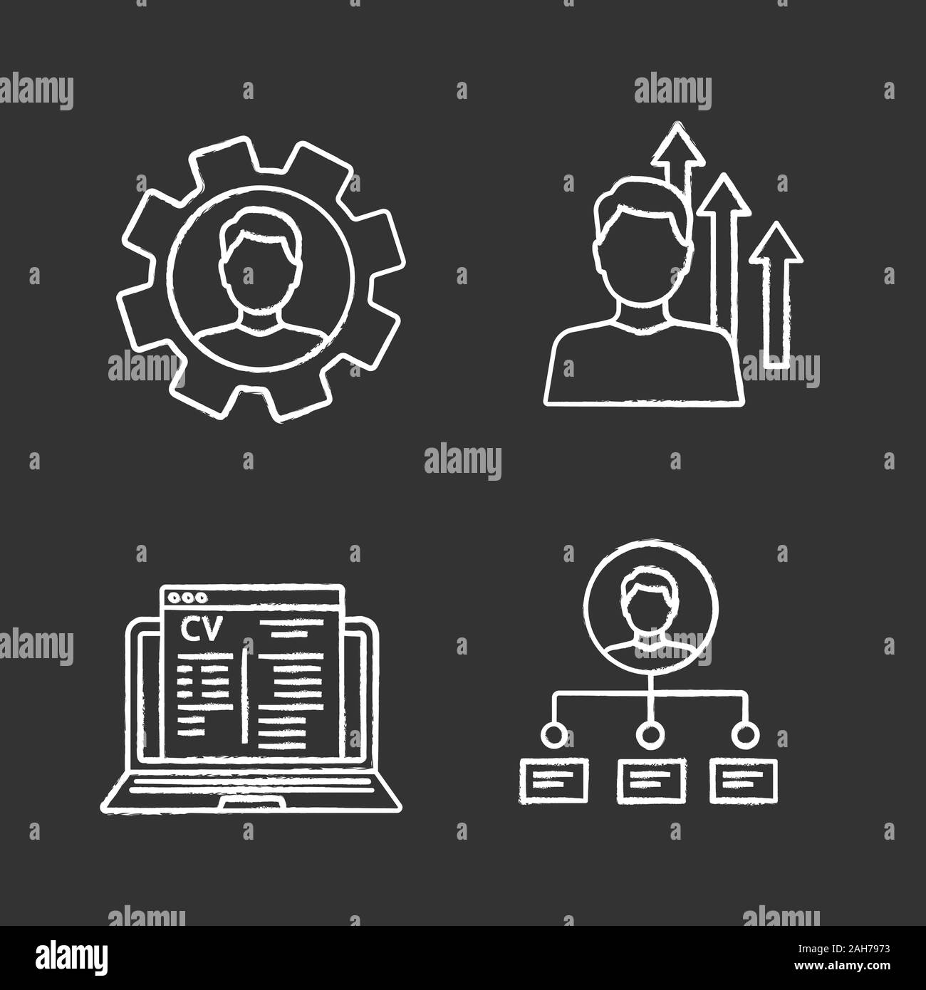 Resume chalk icons set. Professionals skills, personal growth, online ...