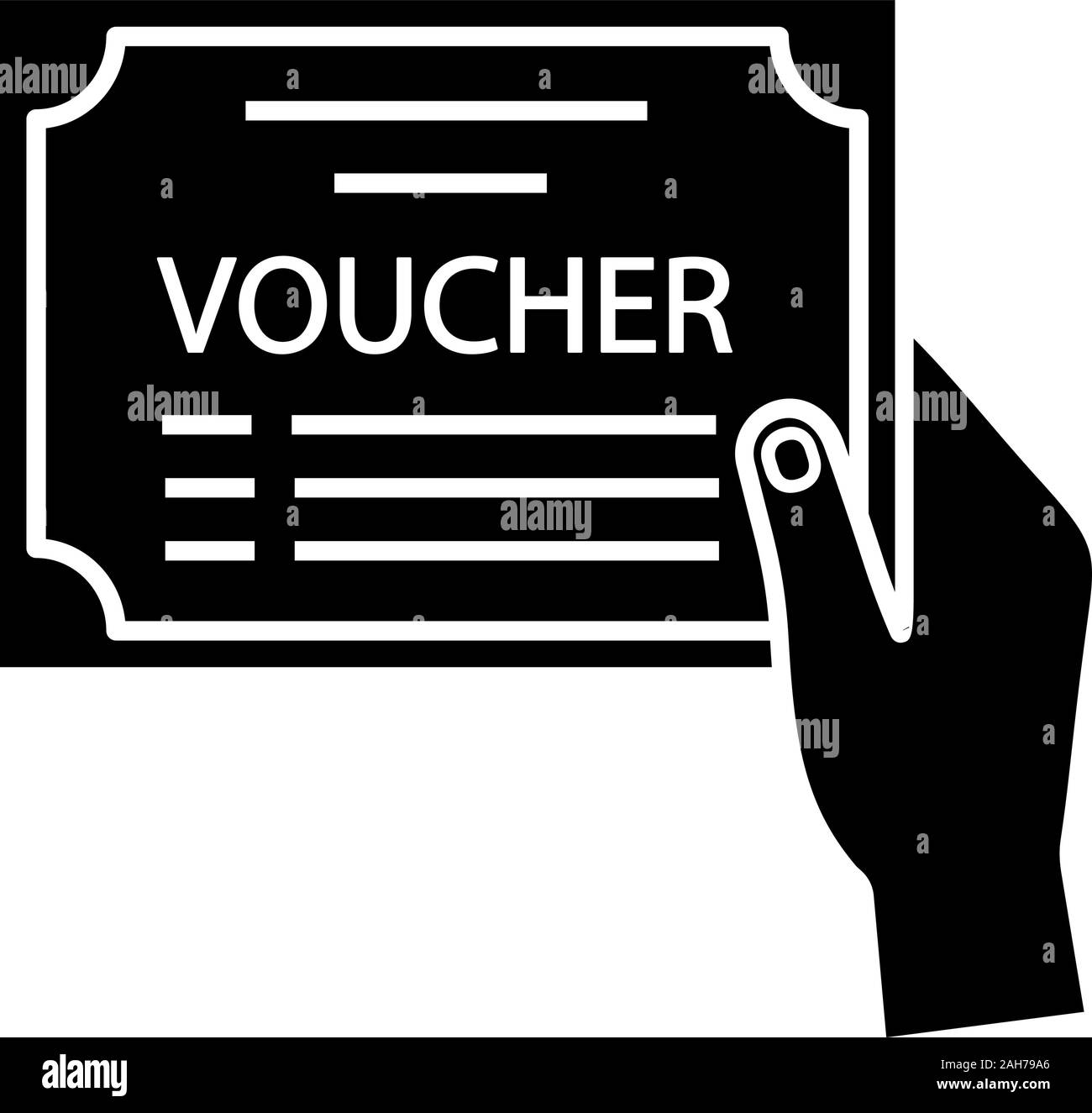 Voucher glyph icon. Accounting document. Financial documentation. Hand ... Voucher glyph icon. Accounting document. Financial documentation. Hand ...