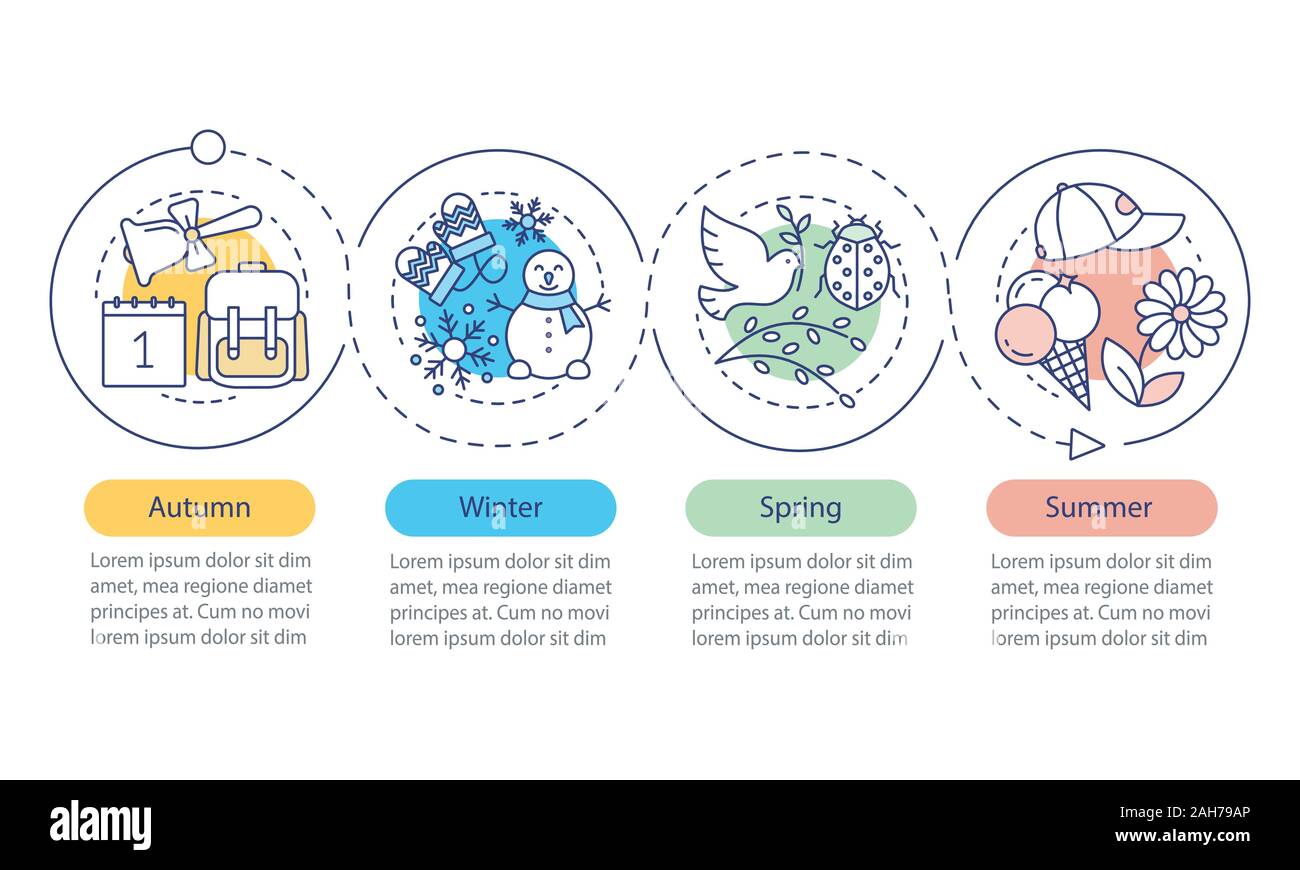 Four seasons vector infographic template. Winter, autumn, spring ...