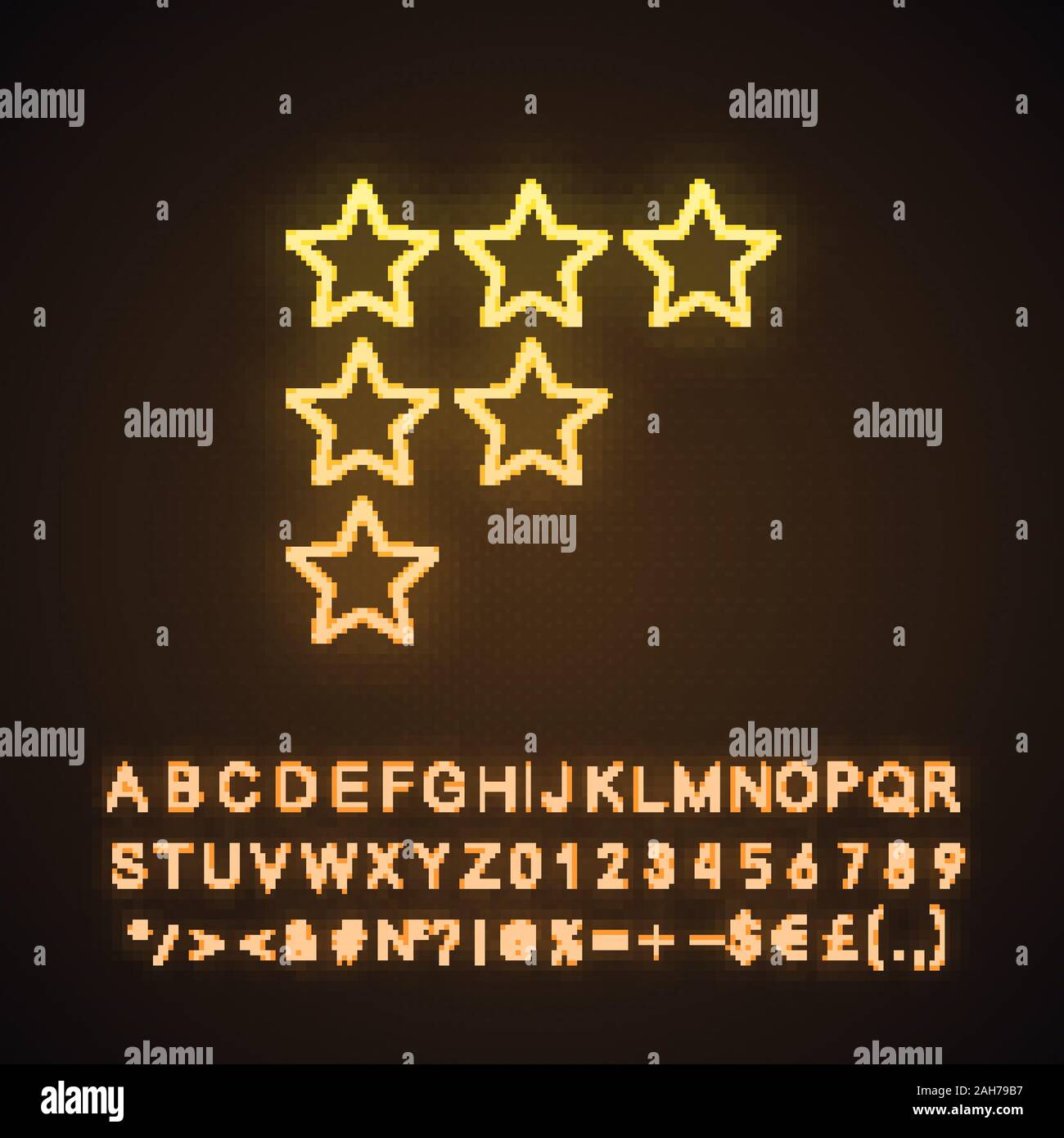 Stars rating neon light icon. Customer feedback and review. Low, high ...
