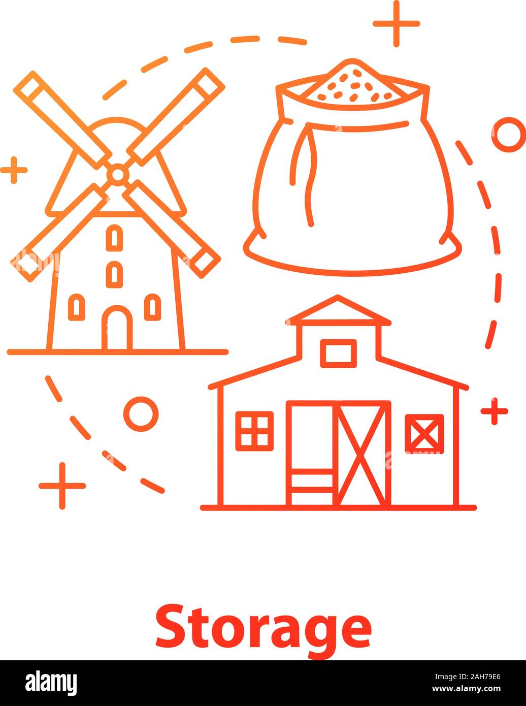 Wheat storage and mill concept icon. Grain elevator idea thin line ...