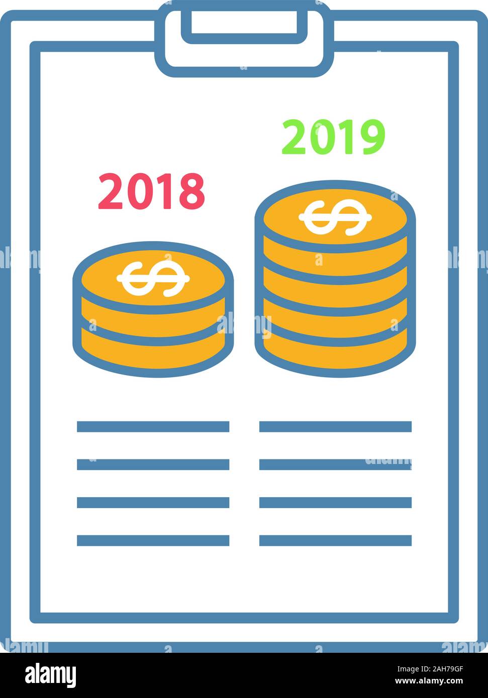 Annual report color icon. Profit and loss report. Financial statement ...