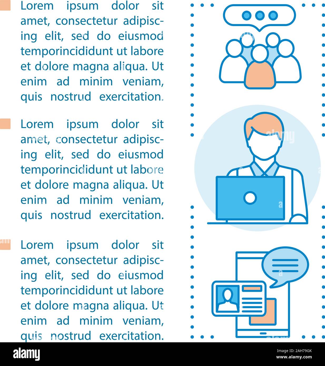 Contact us article page vector template. Online communication. Chatting ...
