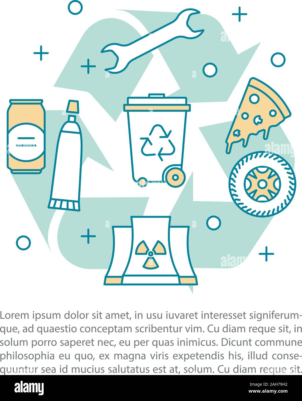 Waste recycling concept linear illustration. Ecological issues. Article ...