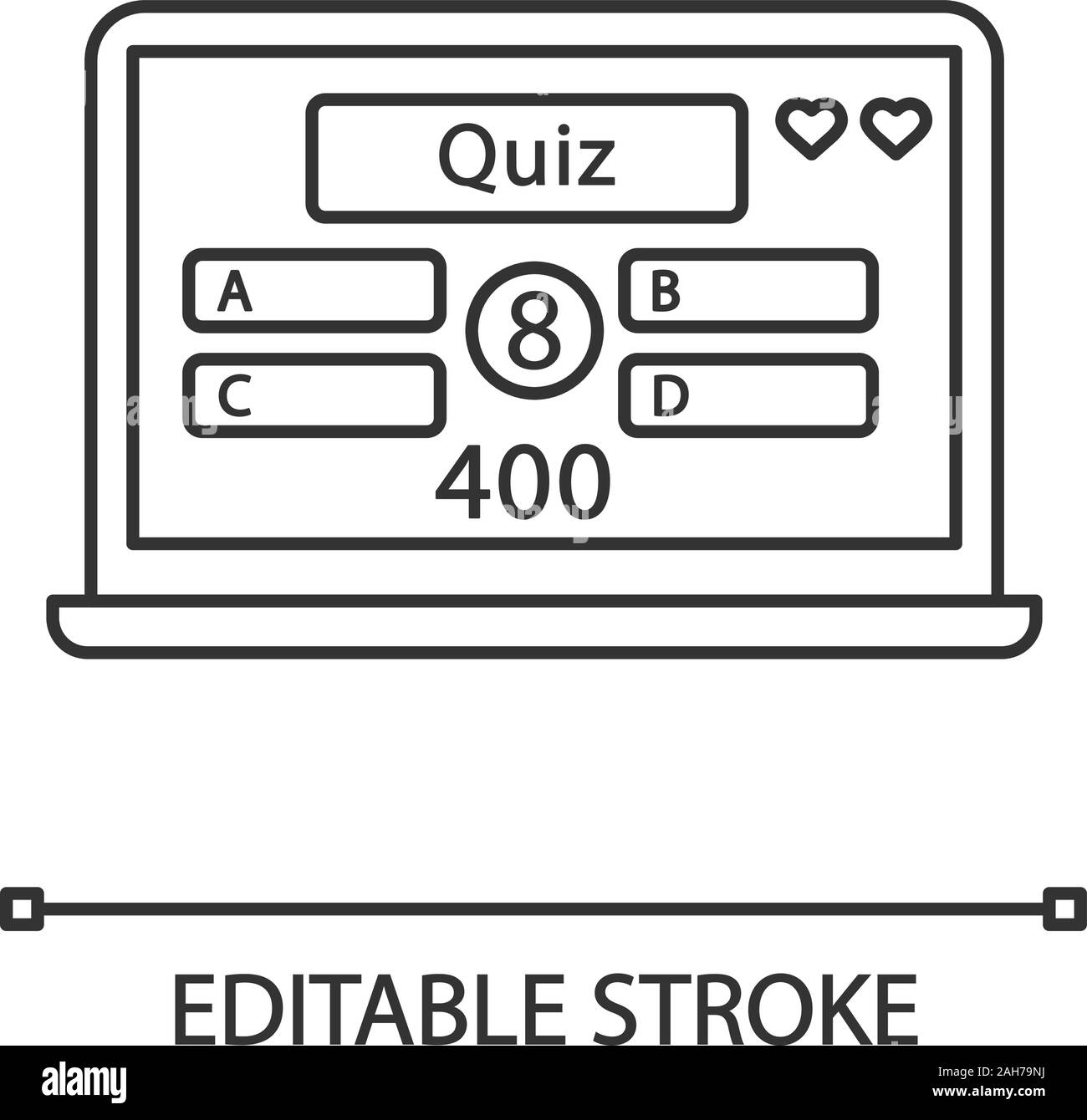 Online quiz linear icon. Play intellectual game. Thin line illustration ...