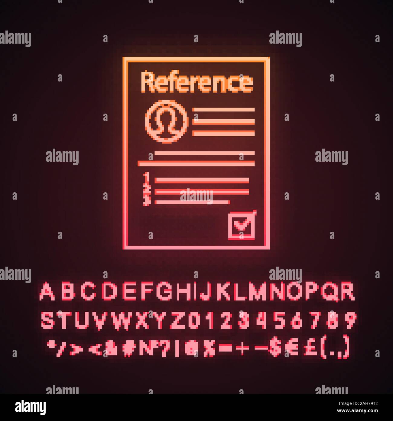 Reference letter neon light icon. Recommendation letter. Employment ...