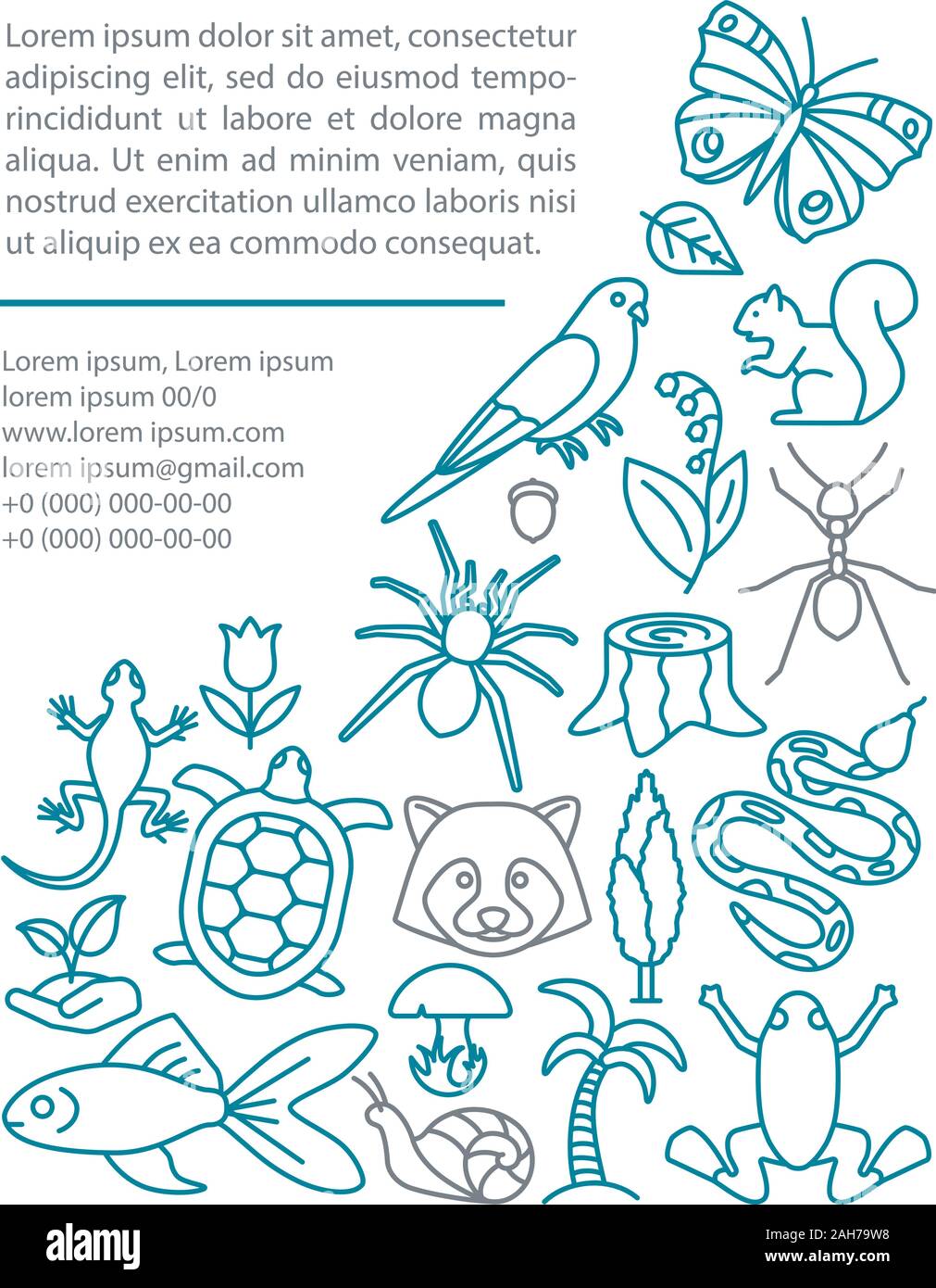 Biodiversity article page vector template. Flora, fauna. Brochure ...