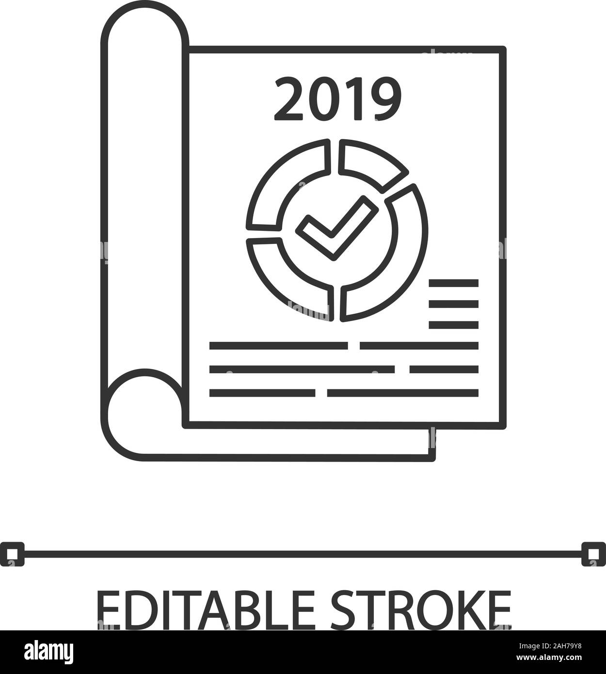 Annual report linear icon. Financial statement. Thin line illustration ...