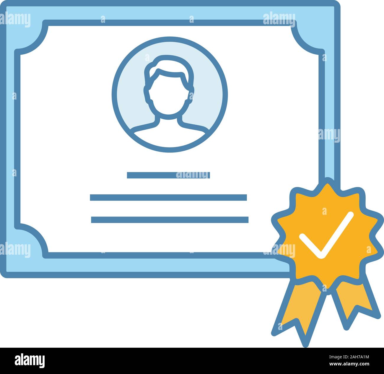 Certificate color icon. Diploma. Qualification, degree certificate ...