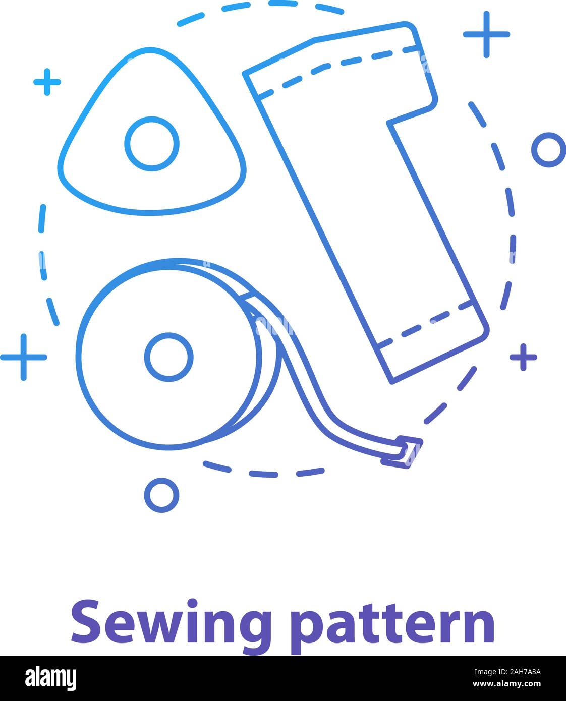 Sewing pattern creation concept icon. Dressmaking idea thin line ...