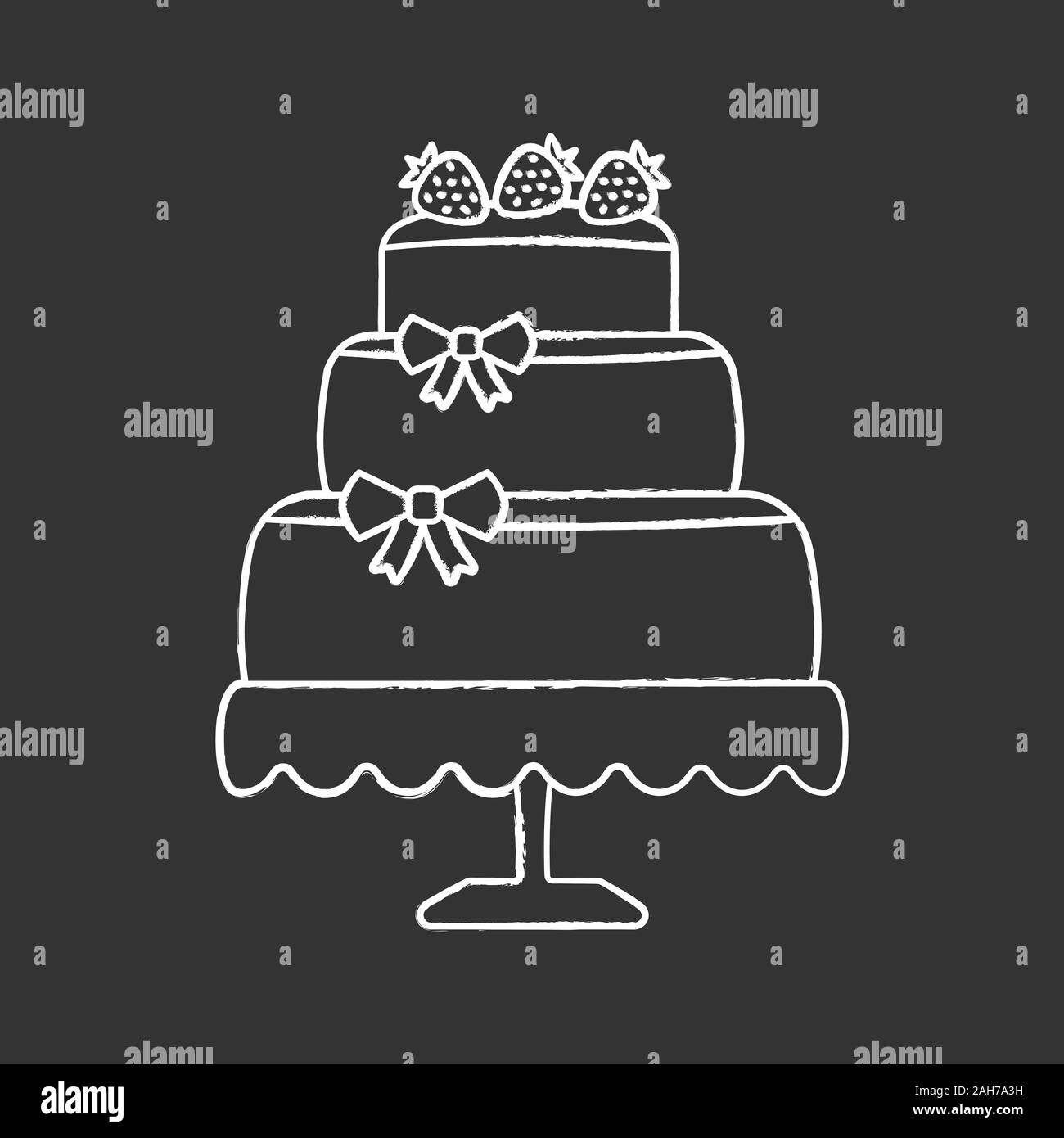 Wedding cake chalk icon. Stacked holiday cake with bows and ...