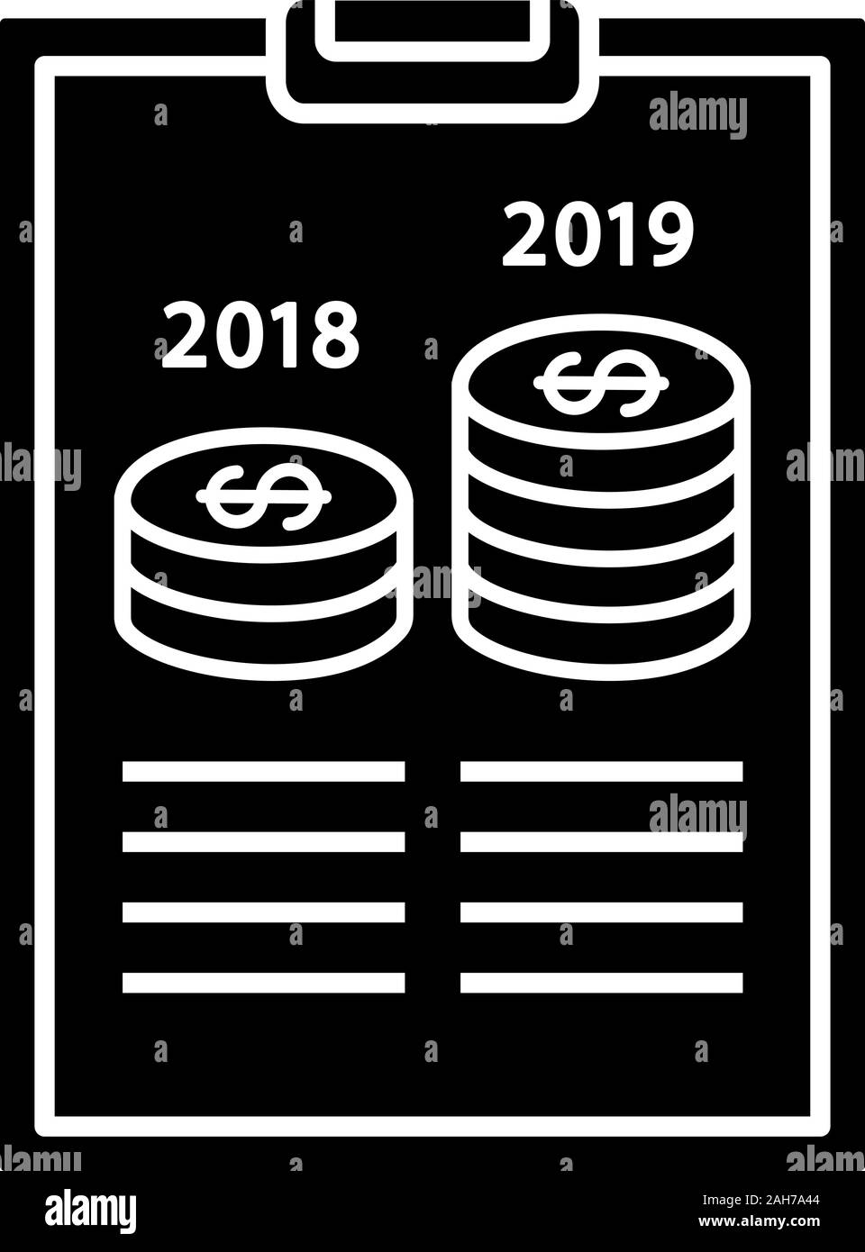 Annual report glyph icon. Profit and loss report. Financial statement ...