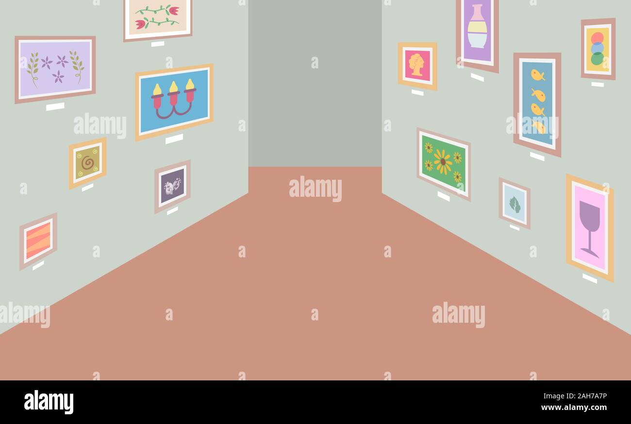 Illustration of Walls Full of Framed Art on Display in an Indoor Art ...