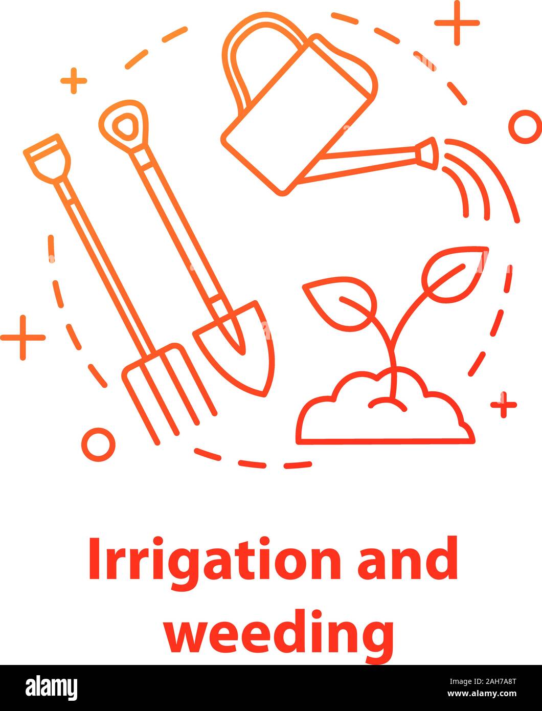 Irrigation and weeding concept icon. Farming idea thin line ...