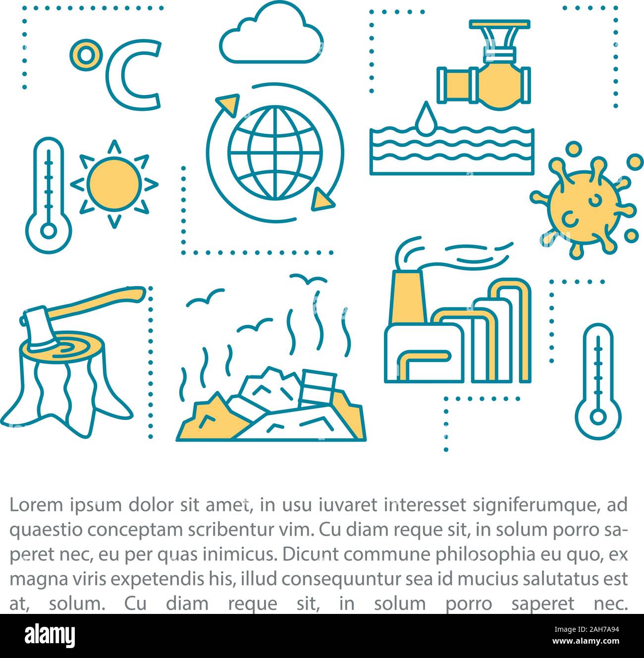 Environmental issues concept linear illustration. Climate changing ...