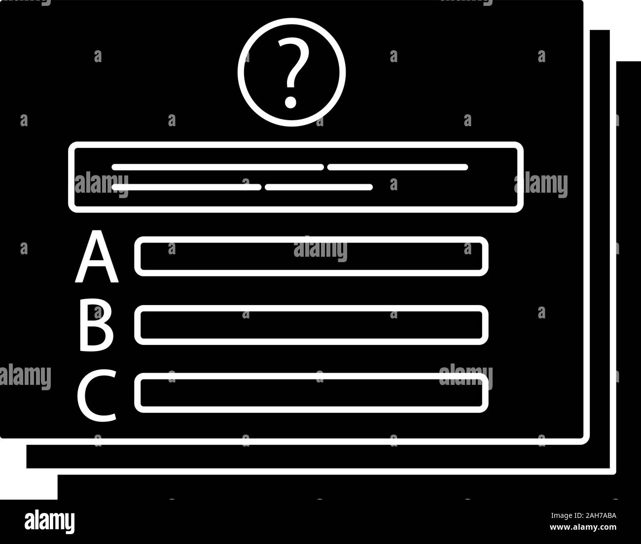 Set of questions glyph icon. Test, exam, quiz game. Questions block ...