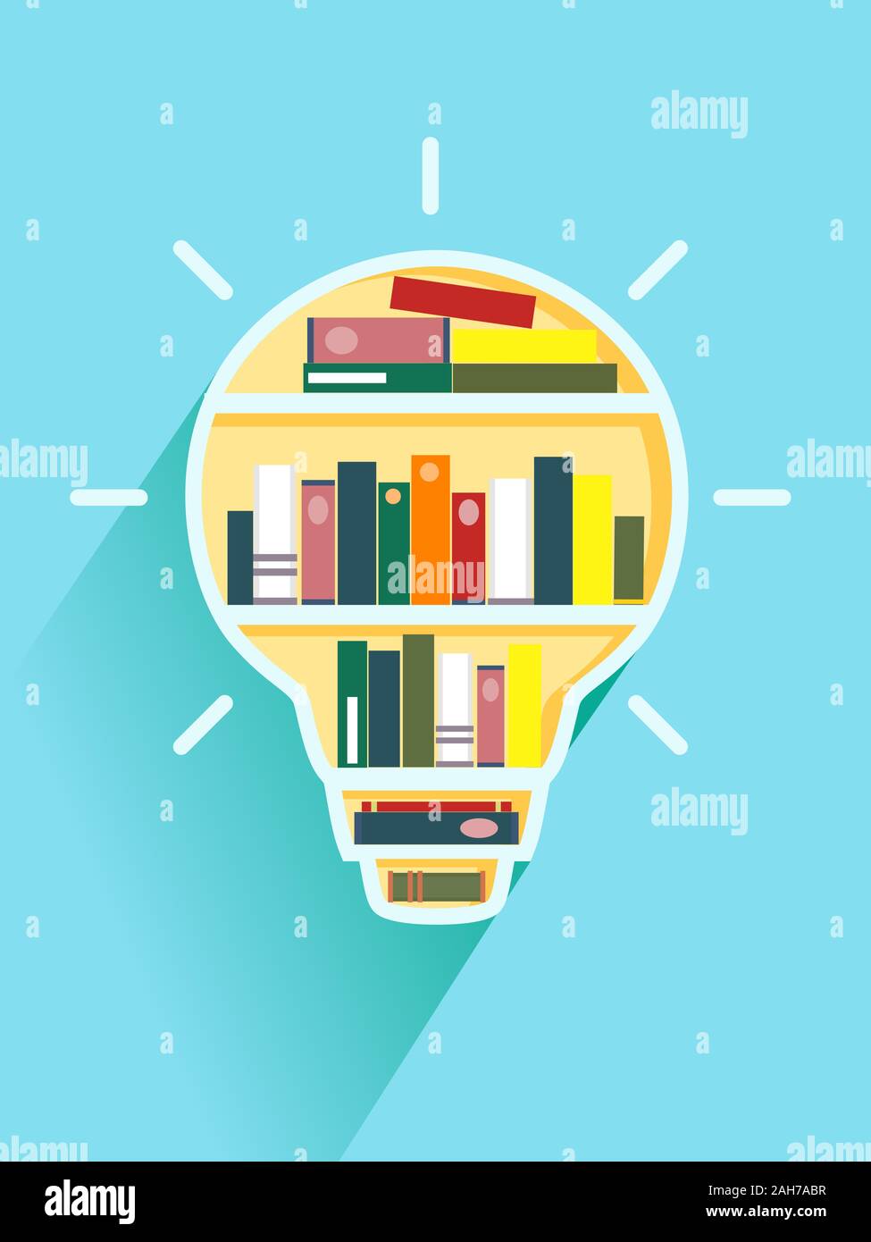 Illustration of a Light Bulb Shaped Bookshelf Full of Books for Ideas ...