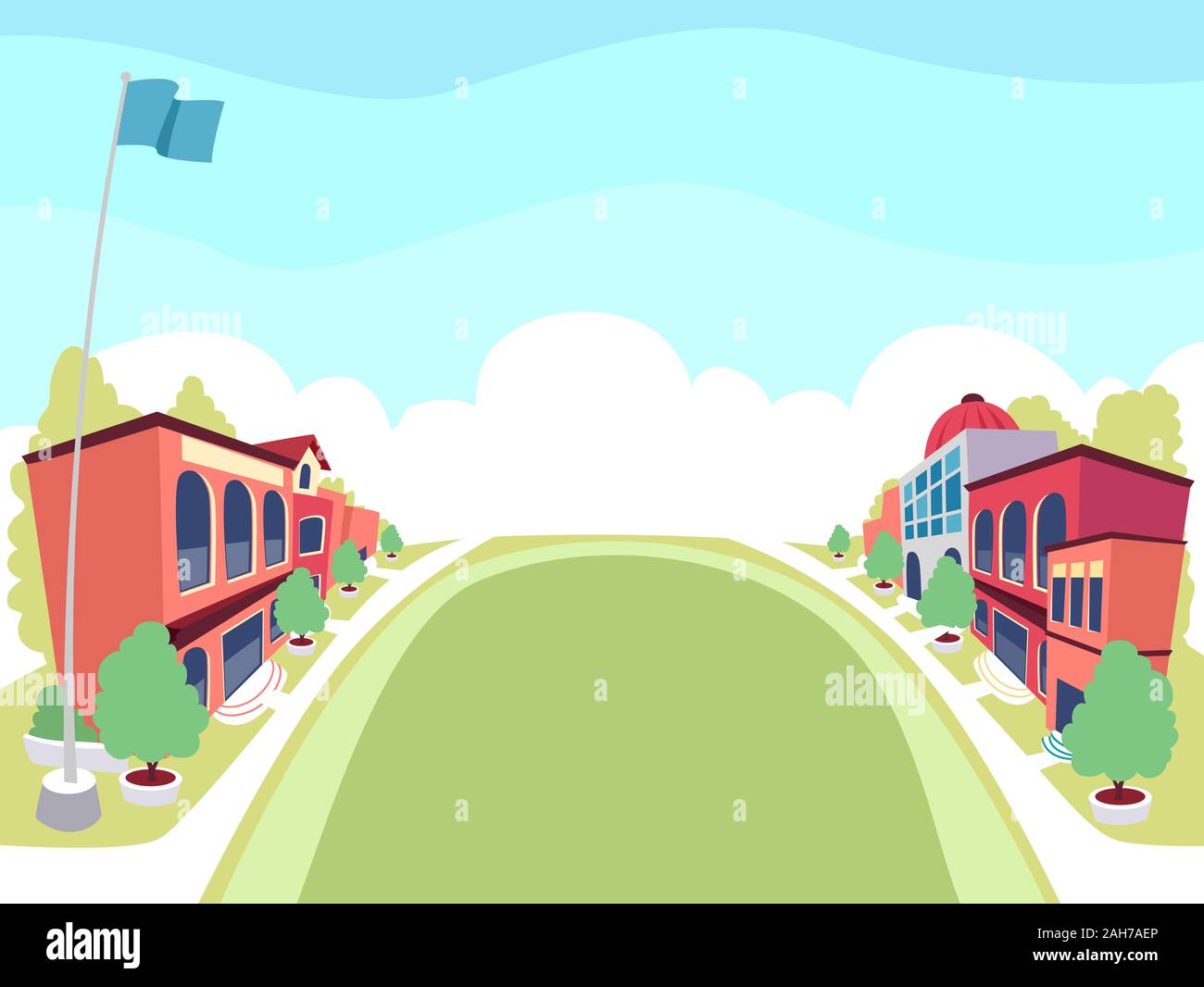 Illustration of a School Campus with Several Buildings and an Open ...