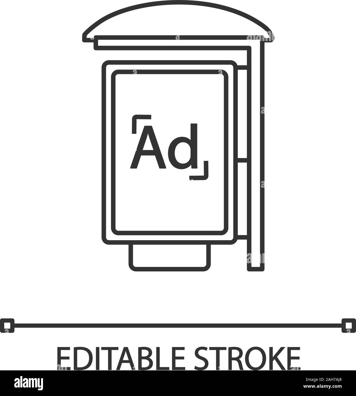 Bus stop advertisement linear icon. Outdoor advertising. Thin line ...