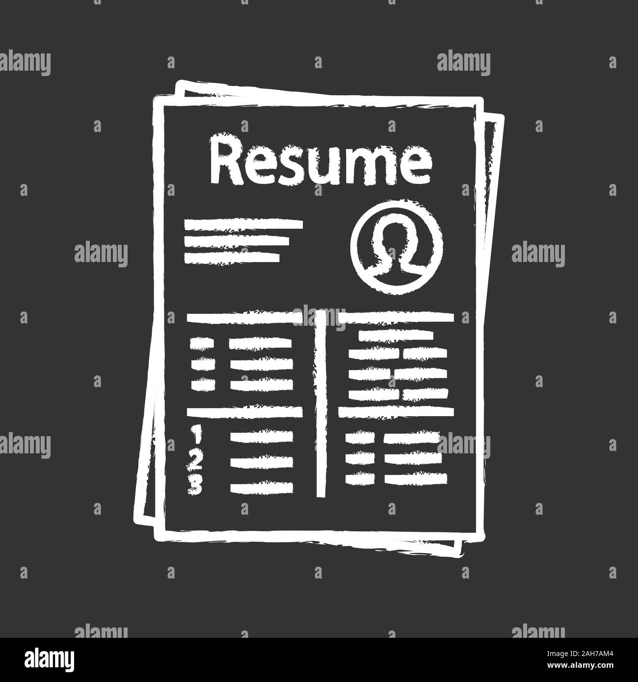 Resume chalk icon. CV. Curriculum vitae. Personal information. Isolated ...