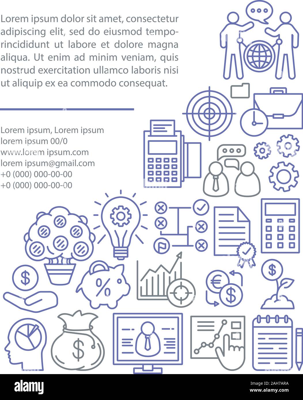 Business development article page vector template. Stock market. Goal ...