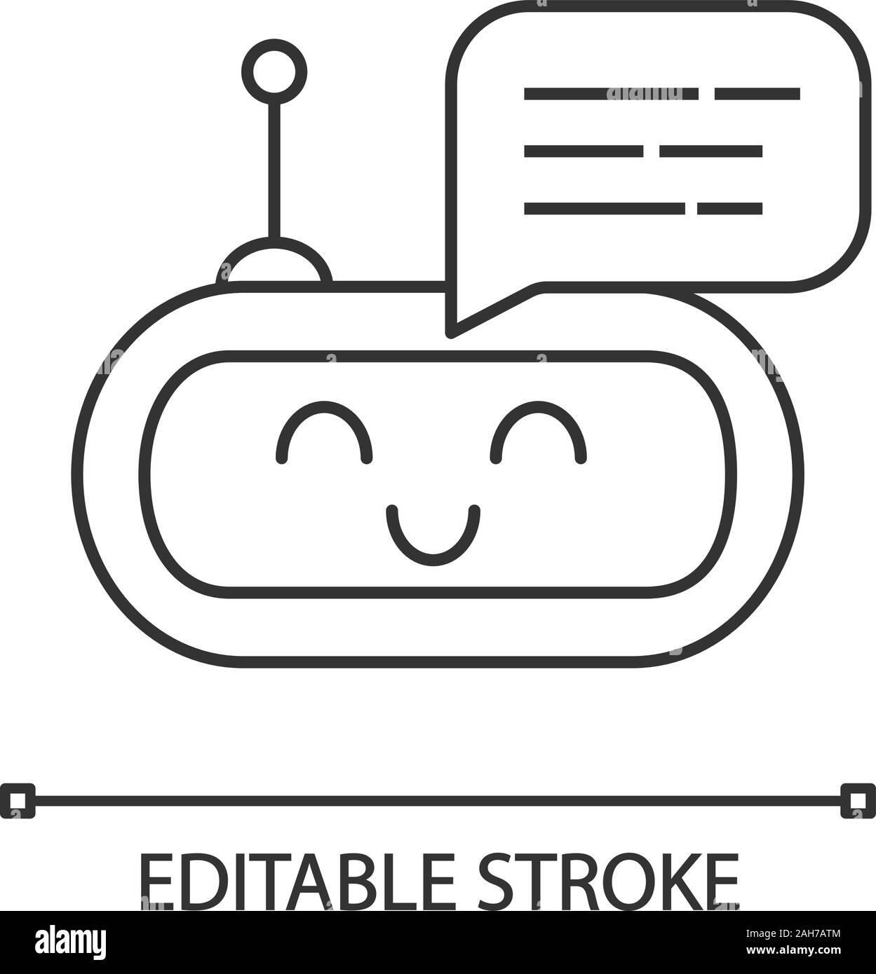 Chatbot message linear icon. Thin line illustration. Talkbot. Laughing ...
