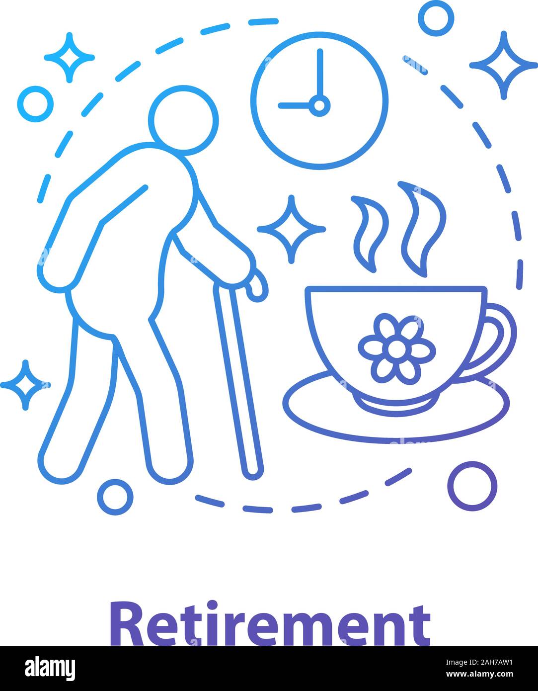 Retirement concept icon. Senility idea thin line illustration. Elderly ...