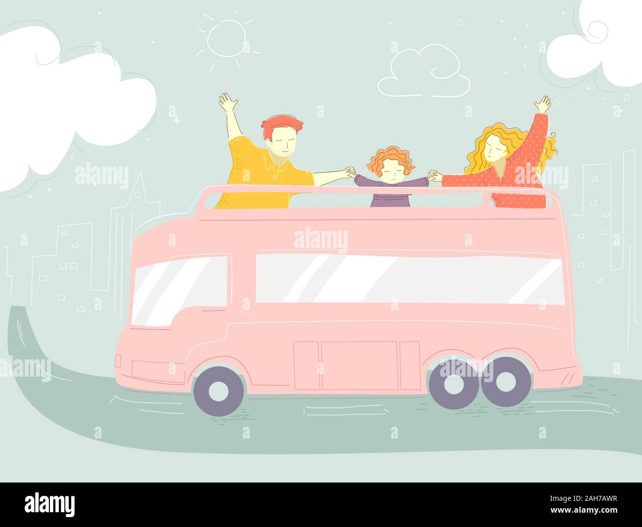 Kids waving on bus hi-res stock photography and images - Alamy