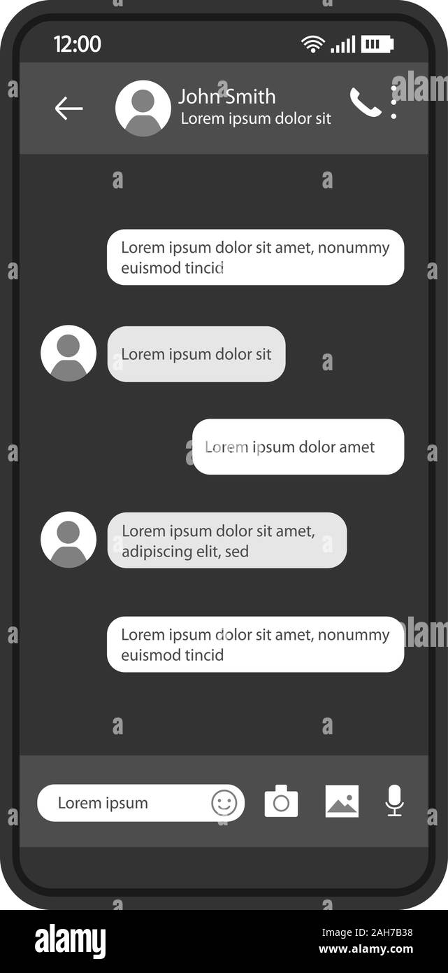 Smartphone chat interface vector template. Mobile app interface design ... Smartphone chat interface vector template. Mobile app interface design ...