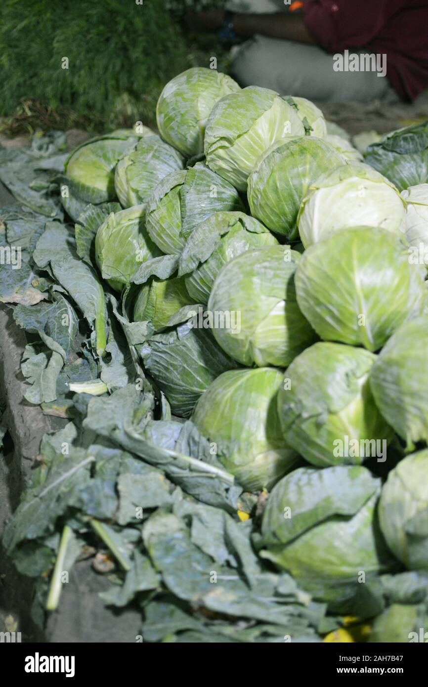 cabbage or patta kobi in Indian market Stock Photo - Alamy