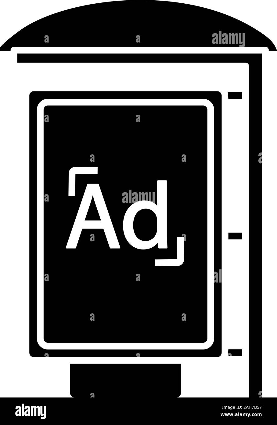 Bus stop advertisement glyph icon. Outdoor advertising. Bus shelter ads ...