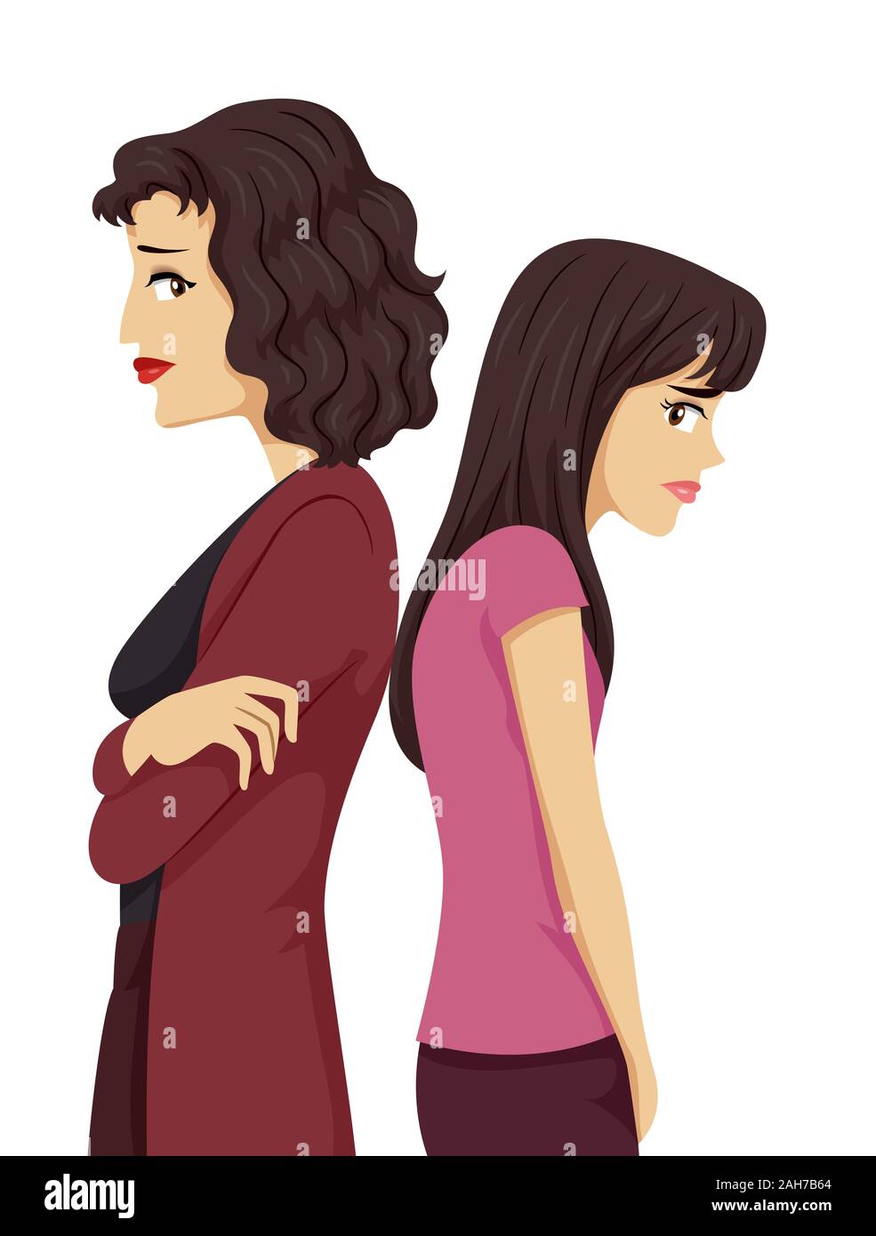 Girls Back To Back Not Speaking Clipart