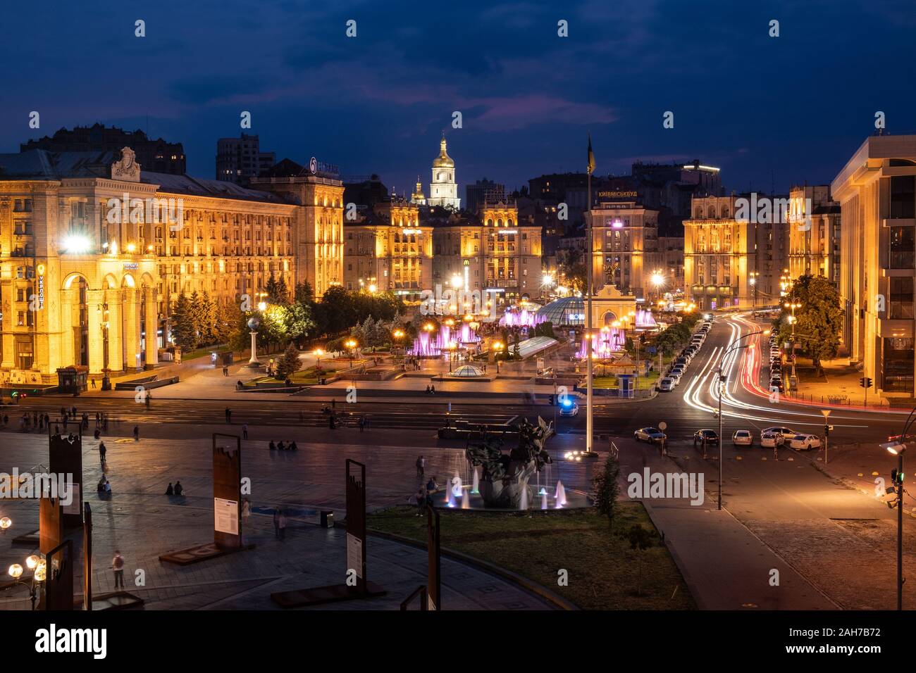 KIEV - JULY 10: Panoramic skyline view of Kiev, the Independence Square ...