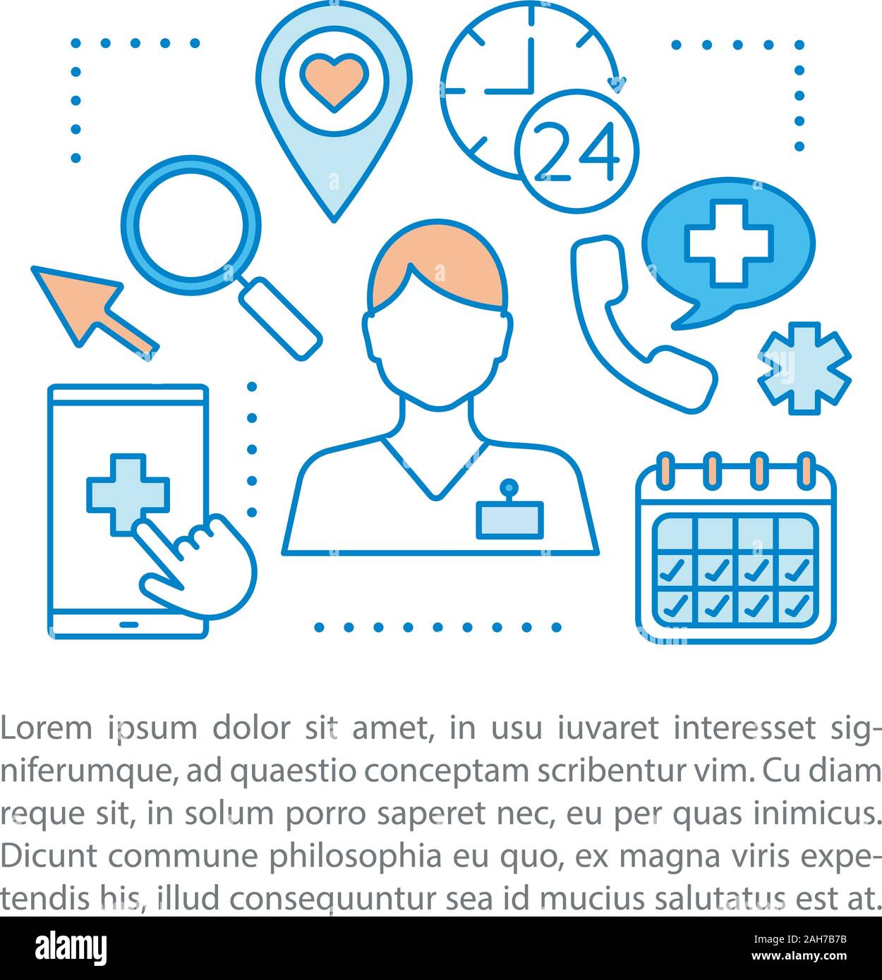 Clinic concept linear illustration. Medicine and healthcare. Doctor ...